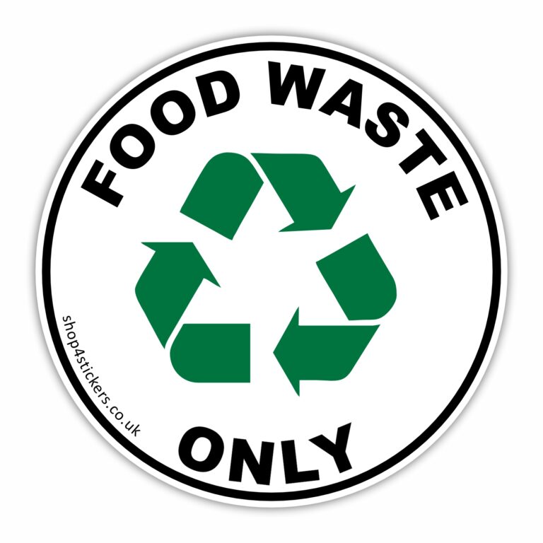 Food Waste Only Sticker – Eco Recycling Bin Round Label Sign