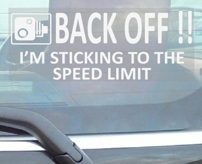 Vehicle Speed Limit Awareness Sticker – Back Off Sign for Cars